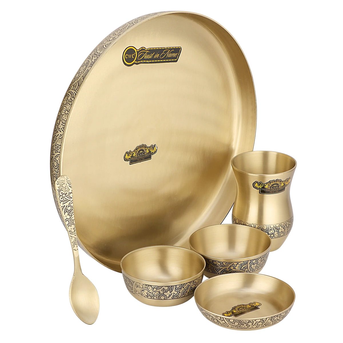 BRONZE LUXURY ETCHING THALI SET - 6 PCS | CROCKERY WALA AND COMPANY