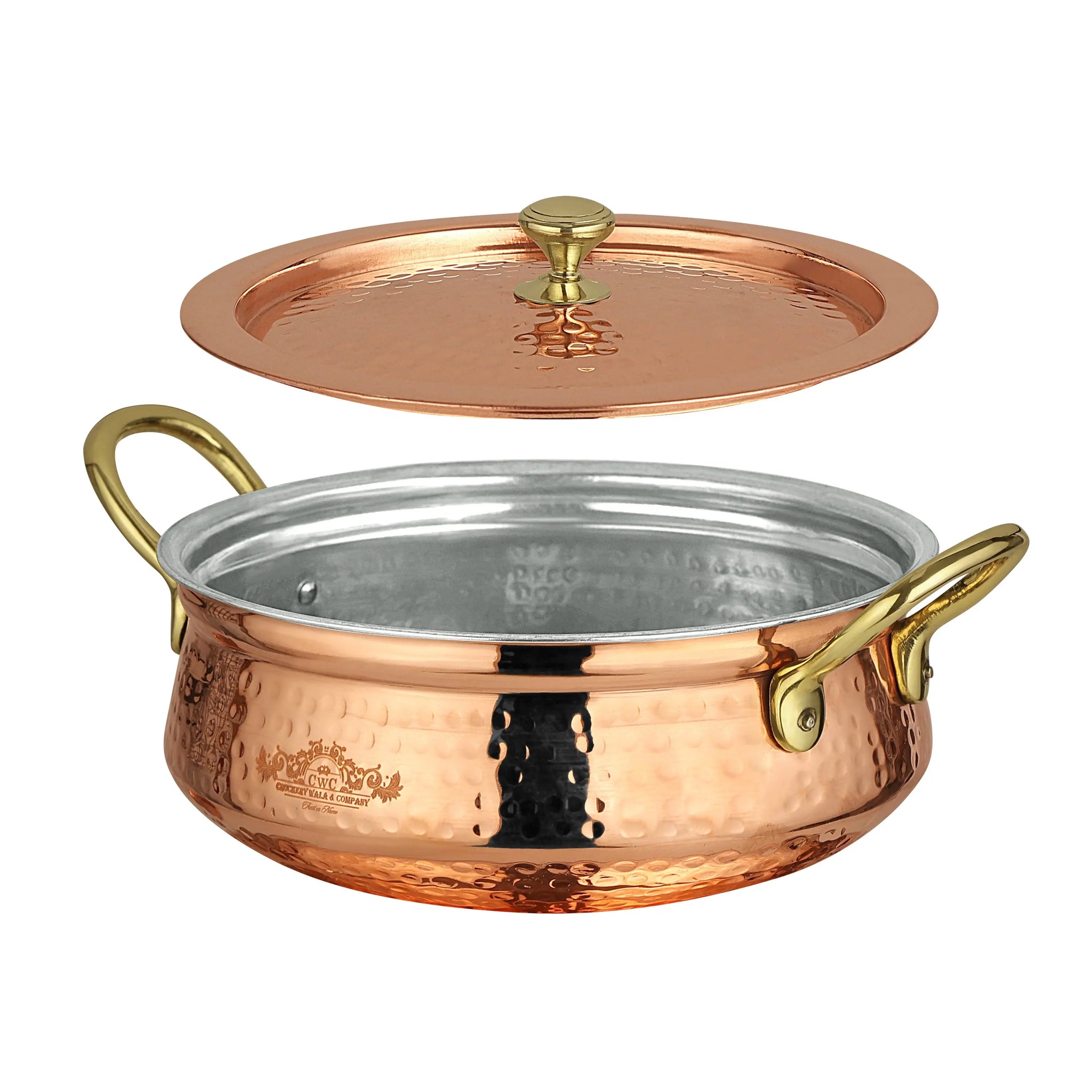 Pure Copper Kalai Lagaan Handi With Lid Hammered Design Handi For ...