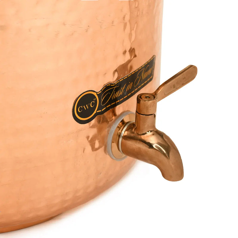 Pure Copper Water Pot Matka Dispenser With Tap Hammered Finish ...