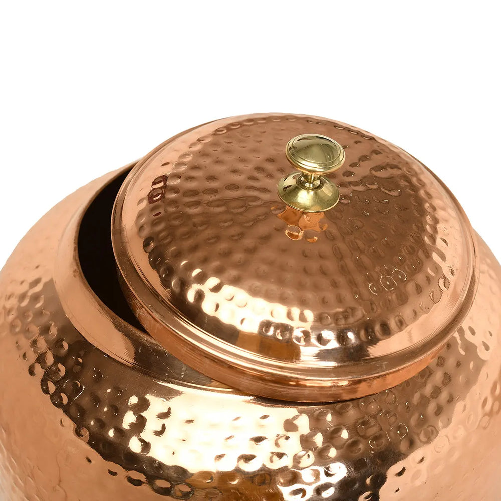 Pure Copper Water Pot Matka Dispenser With Tap Hammered Finish ...