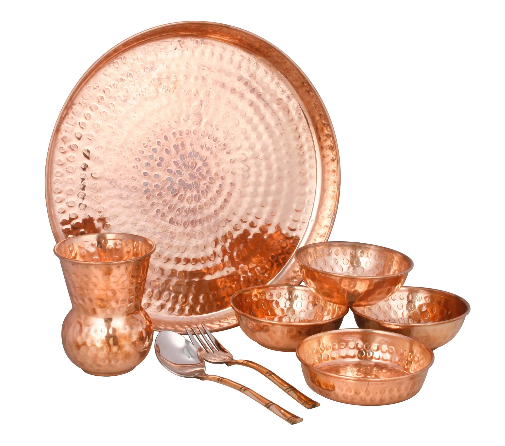 Pure Copper Thali Set of 8 pcs Mughal Design | CROCKERY WALA AND COMPANY